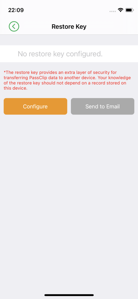 SETTING RESTORE KEY | PassClip